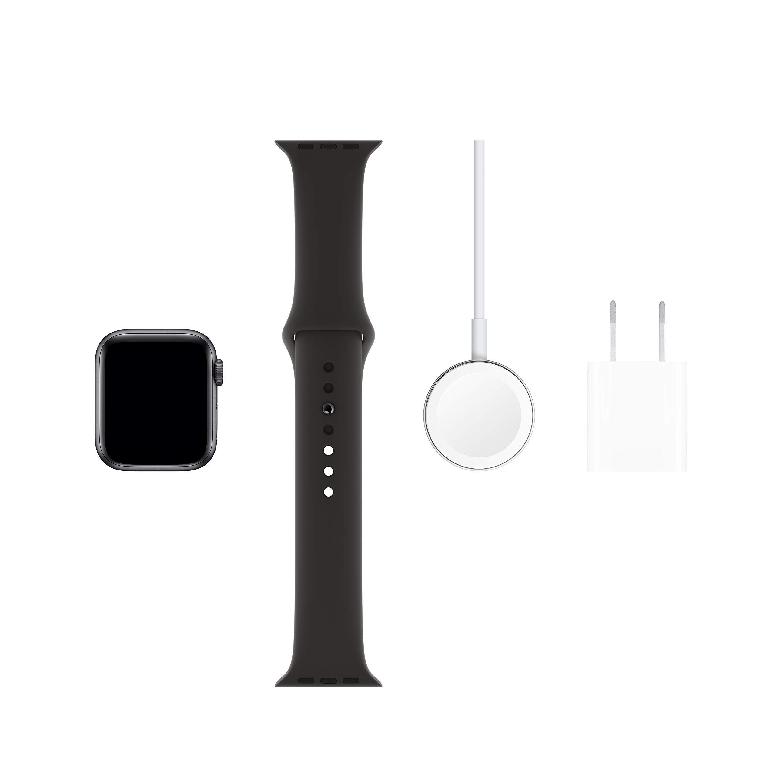 Apple Watch Series 5 (GPS + Cellular, 40MM) - Stainless Steel Case with Black Sport Band (Renewed)
