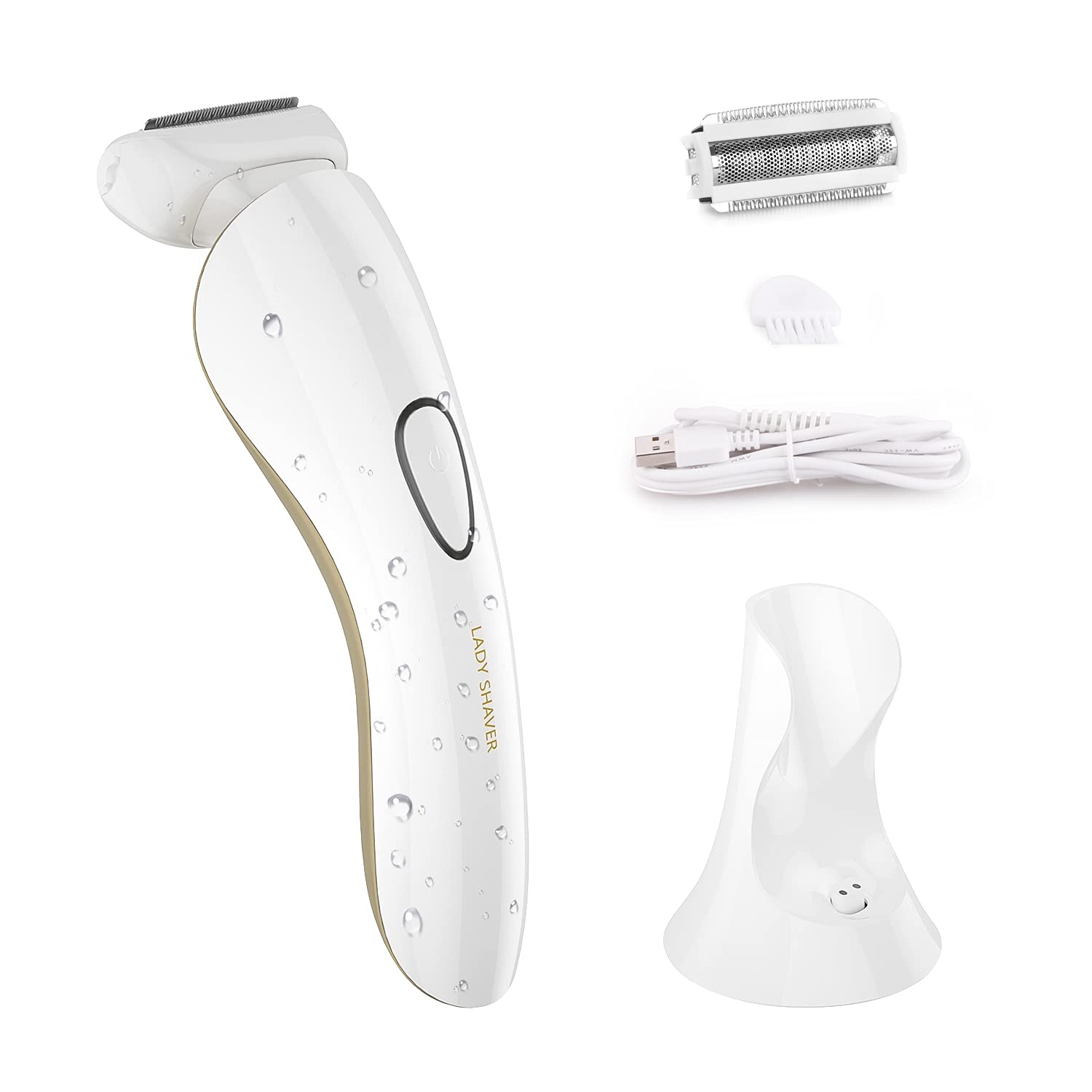 Electric Razor for Women Electric Shaver Bikini Trimmer Body Hair Removal for Legs and Underarms IPX7 Waterproof Wet and Dry Painless Cordless Ladies Shaver with LED Light & Detachable Head