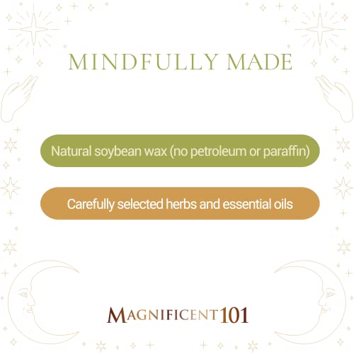 Magnificent 101 Sage Energy Cleansing Aromatherapy Candle for Meditation, Manifestation, and Intention-Setting - 14.5 oz Natural Soy Wax and Pure Sage Essential Oil | 56-Hour Burn Time