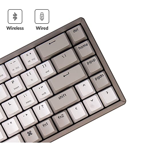 Keychron K6 65% Compact 68-Keys Aluminum Frame Wireless Mechanical Keyboard for Mac, Bluetooth, Multitasking, Wired Gaming Keyboard for Windows Non-Backlit with Keychron Blue Switch