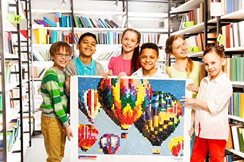 Huge Mosaic Puzzle Poster Kits | Group Project | No Mess Paint by Sticker | Stay at Home Activity | Classroom | One Sticker at a Time! | Large Hot Air Balloon | Learning Fun | 40β X 36β Giant Poster