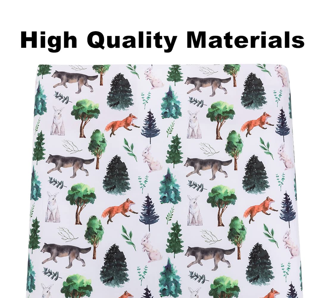 2 Pack Woodland Forest Animals Neutral Unisex Fitted Baby Crib Sheets Set for Baby Boys or Girls