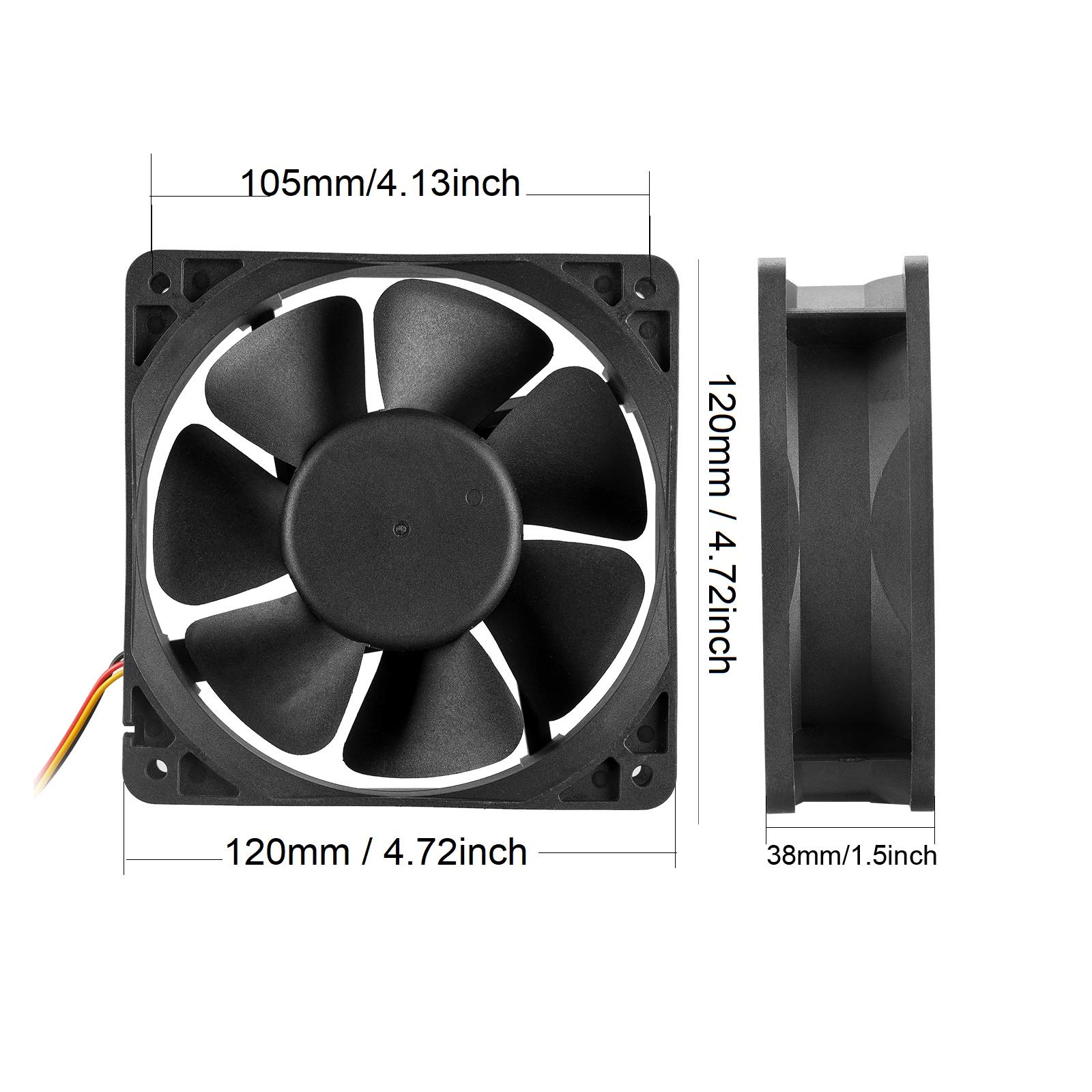 120mm 12V IP67 Waterproof Fan High Speed 12V DC 120mm 12038 3Pin Ventilation Cooling Fan 3500RPM