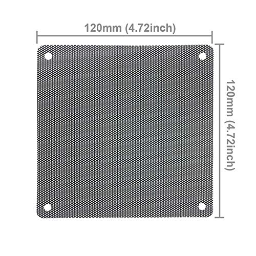 120mm Computer Fan Filter, 12cm PC Fan Dust Filter, 4.72 Inches Black PVC Dustproof Mesh Cover Guard for Computer Cooler Fan Case with M5×10 Screws - 4 Pack (120mm)