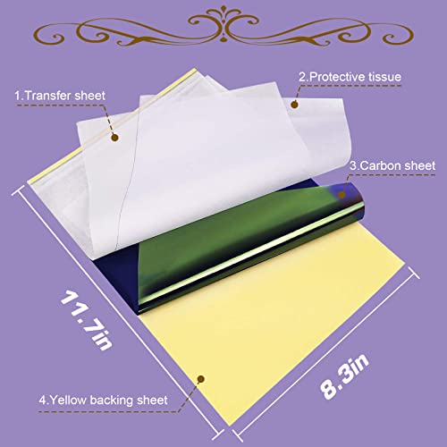 CINRA Tattoo Transfer Paper, 30 Sheets Tattoo Stencil Transfer Paper Tattoo Thermal Stencil Paper 4 Layers 8 1/2" x 11" Tattoo Copy Carbon Tracing Paper for Tattooing, A4 Size
