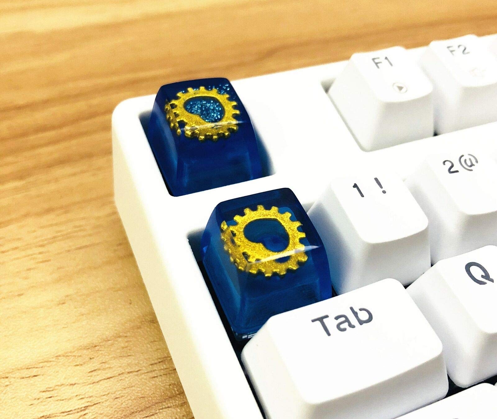 Handmade Heart of Ocean Resin R4/ESC Keycap Backlit Translucent Key Cap Switch OEM Profile for Cherry RGB MX Mechanical Gaming Keyboards (Kit 1)