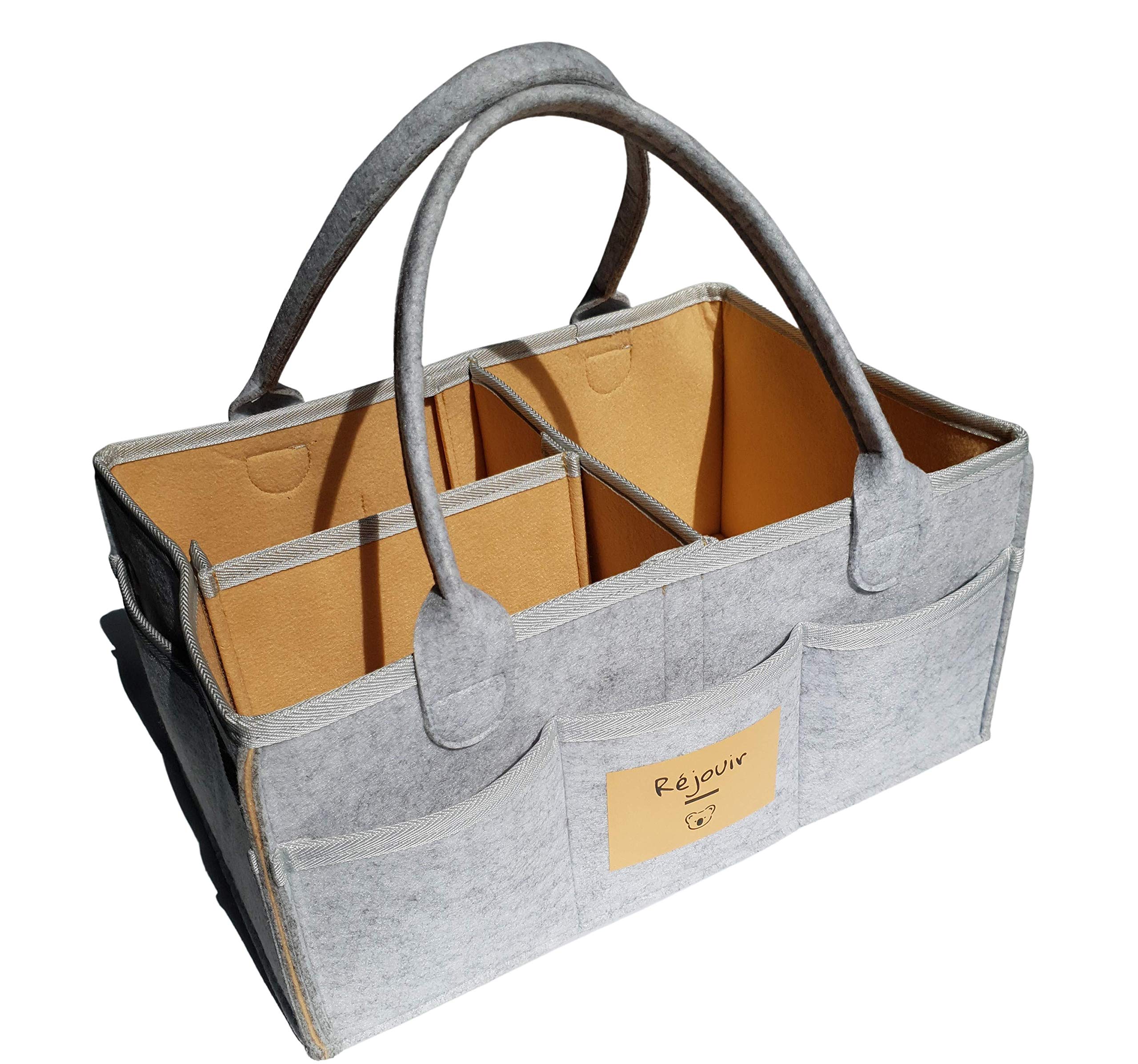 Baby Diaper Caddy Organizer: Large Organizer Tote Bag for Girl - Portable Car Travel Organizer, Nursery Essentials Storage Bins for Changing Table (Mustard Yellow)