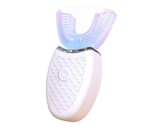 Automatic Massage Whitening Toothbrush IPX7 Waterproof Long Standby Charging Portable 360° Ultrasonic Electric Lazy Toothbrush, With LED Blue Light Whitening Lamp, Convenience Durable Clean (White)