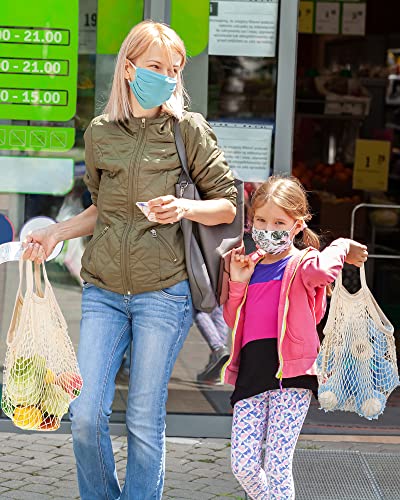12 Pieces Reusable Mesh Grocery Bags Portable Cotton Mesh Produce Bags Washable Net Bag Mesh Reusable Tote Bag with Handle String Shopping Organizer Bag for Fruit Vegetable Shopping Storage Market