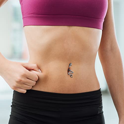 10pcs Belly Button Rings Stainless Steel Navel Rings Belly Button Jewelry Black Belly Ring Dangle Women's Body Piercing Barbells