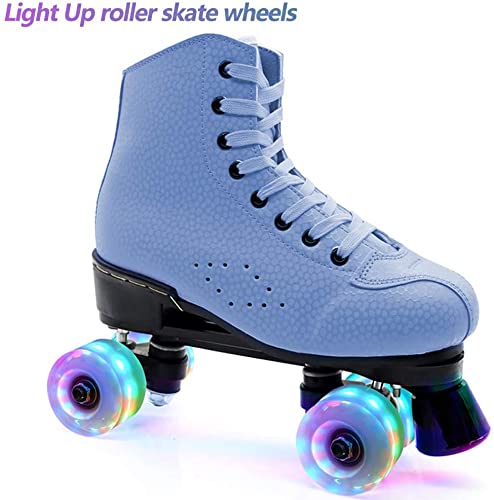 hlaill Roller Skate Wheels Luminous Light Up, with Bearings Outdoor Installed 4 Pack - Roller Skate Wheels for Double Row Skating and Skateboard 32mm x 58mm