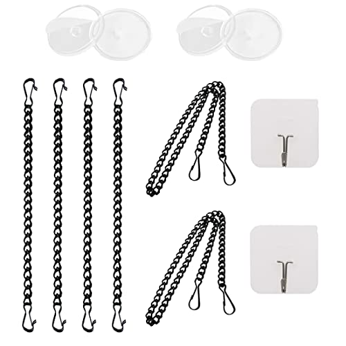 HAOSUM Hanging Chain with Adhesive Hooks for Stained Glass Window Hangings and Suncatchers,Transparent Sticky Hooks Pack for Window Door Wall in Kitchen,4 Pieces 8 Inch and 2 Pieces 24 Inch Pack