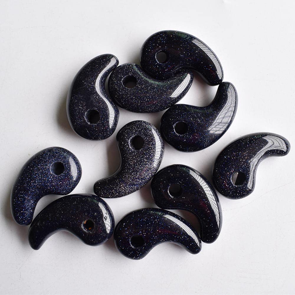 12pcs/lot Blue Sand Stone Quartz magatama Charm Pendants for Jewelry Marking