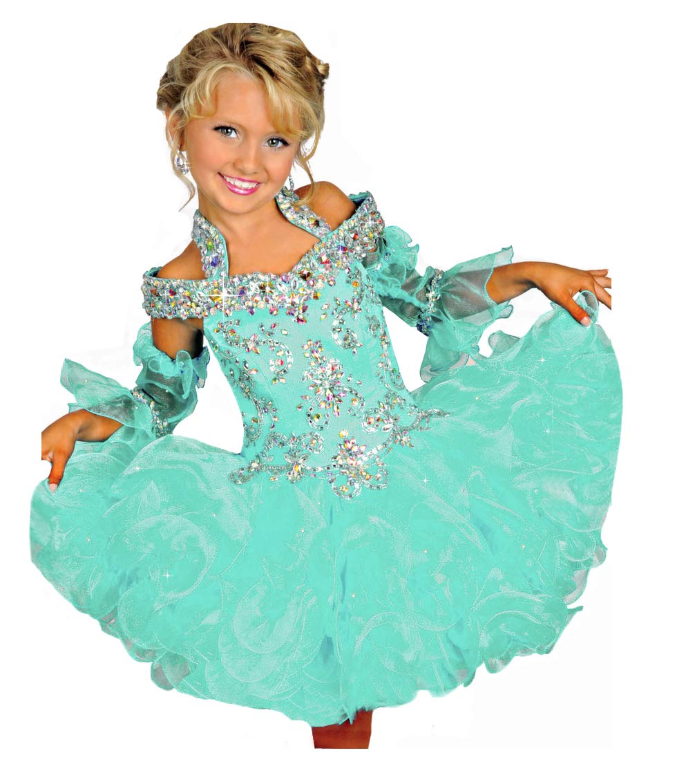 AVDA Infant Girls' Off The Shoulder Cupcake Pageant Dress Glitz Short Birthday Party Ball Gowns 1t Mint