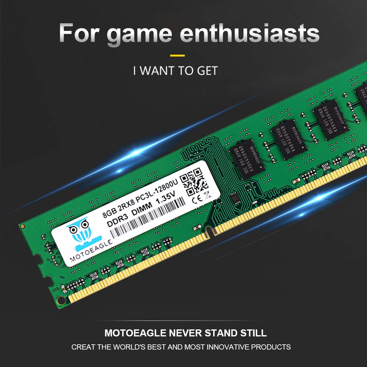 DDR3L-1600 UDIMM 16GB Kit (2x8GB) 2Rx8 PC3L-12800U 8GB PC3-12800 240 Pin Non ECC Unbuffered 1.35V/1.5V CL11 Dual Rank Desktop Memory Ram