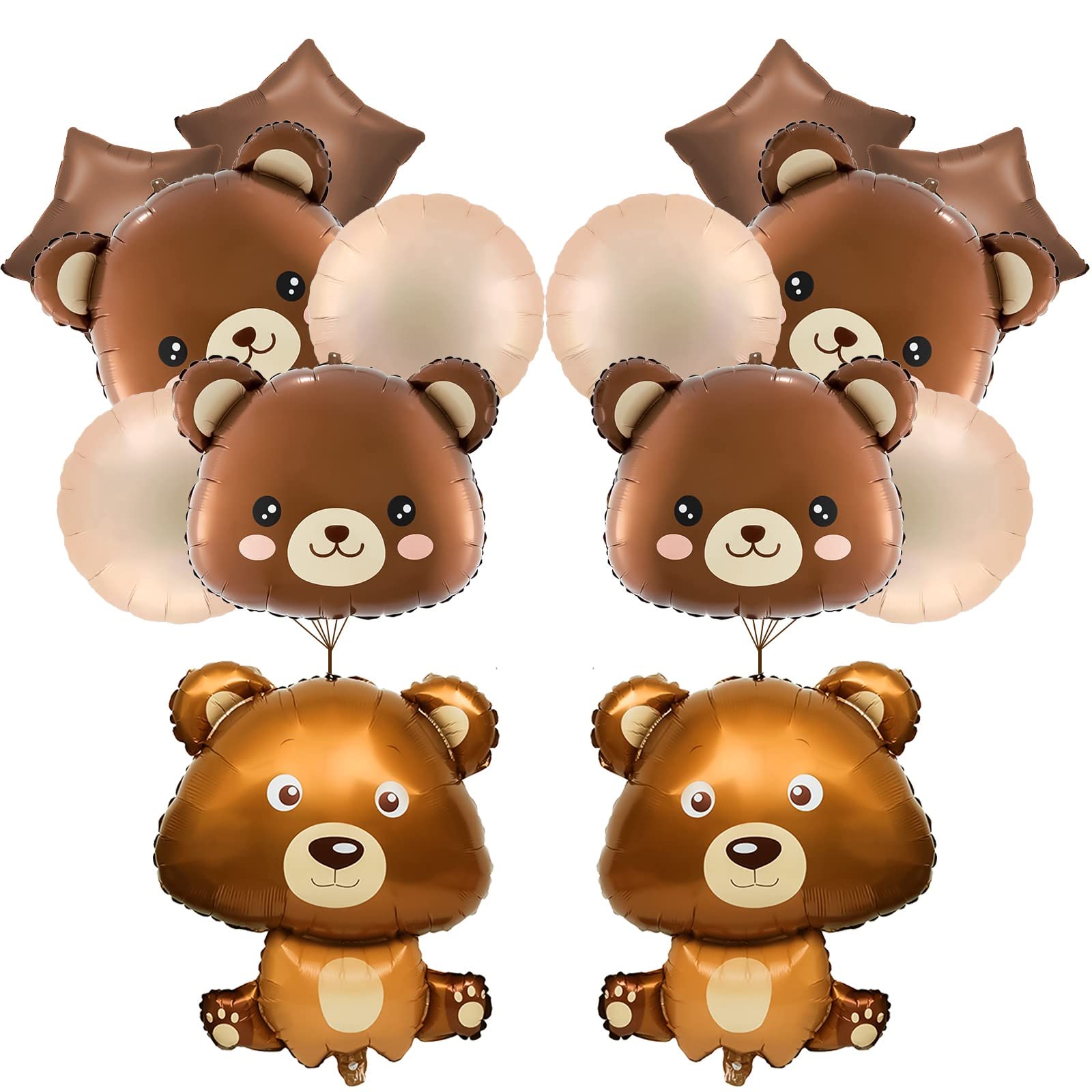 14 Pcs Bear Balloons, Teddy Bear Balloons Baby Shower Decorations Foil Animal Balloons for We Can Bearly Waits Theme Birthday Party Decor Supplies