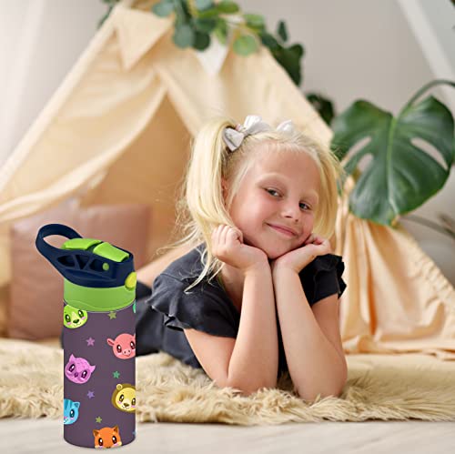 AiHeart 12oz Sublimation Stainless Steel Sippy Cup with Sublimation Shrink Wrap, Double-Wall Vacuum Insulated Children's Water Cup with Handle and Straw, Great DIY Gift for Kids (Blue)