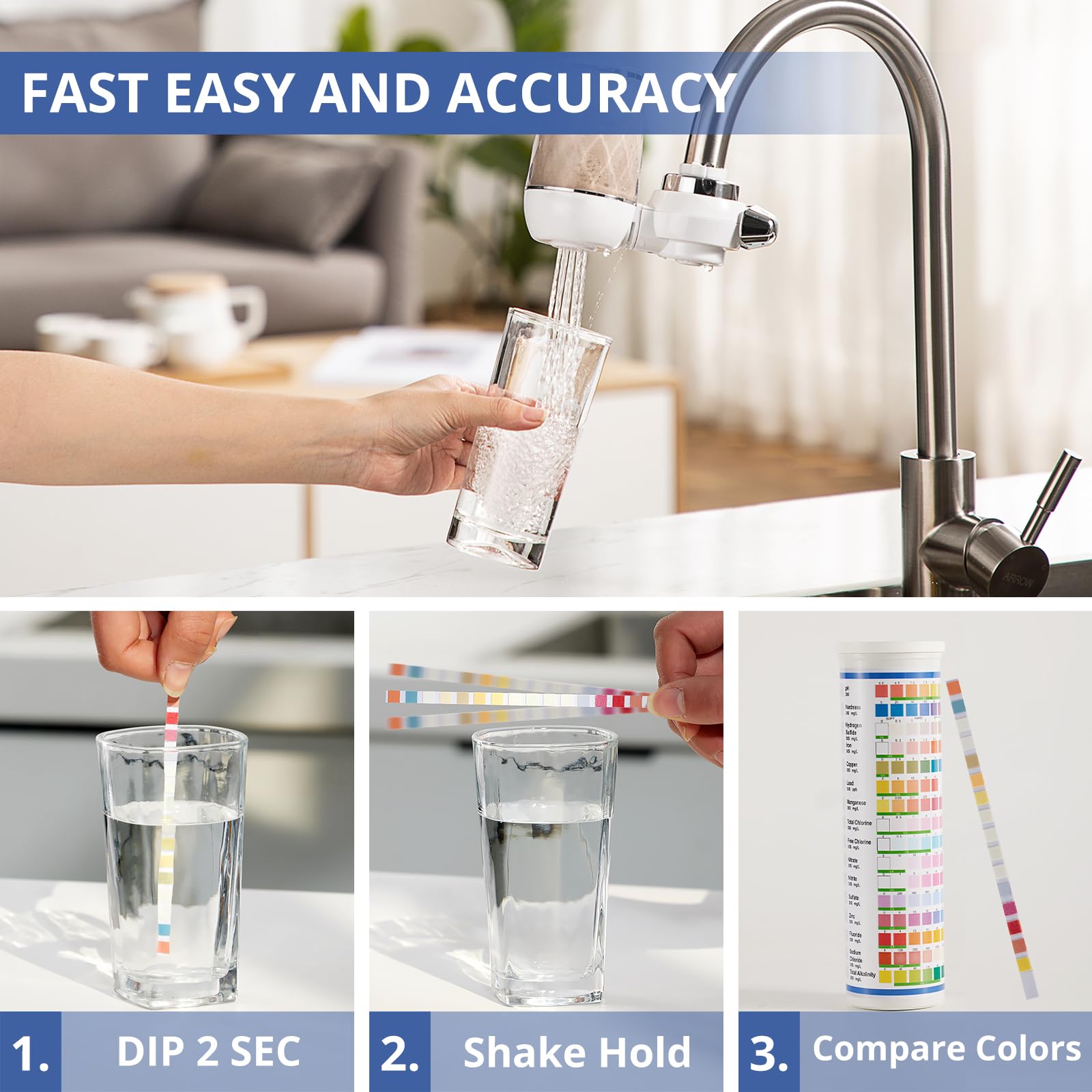 17 in 1 Drinking Water Test Kit-125 Strips+2 Bacteria Tests,Home Water and Well Water Testing Kit,pH, Hardness, Chlorine, Lead, Iron, Copper, Nitrate, Nitrite Test Kit