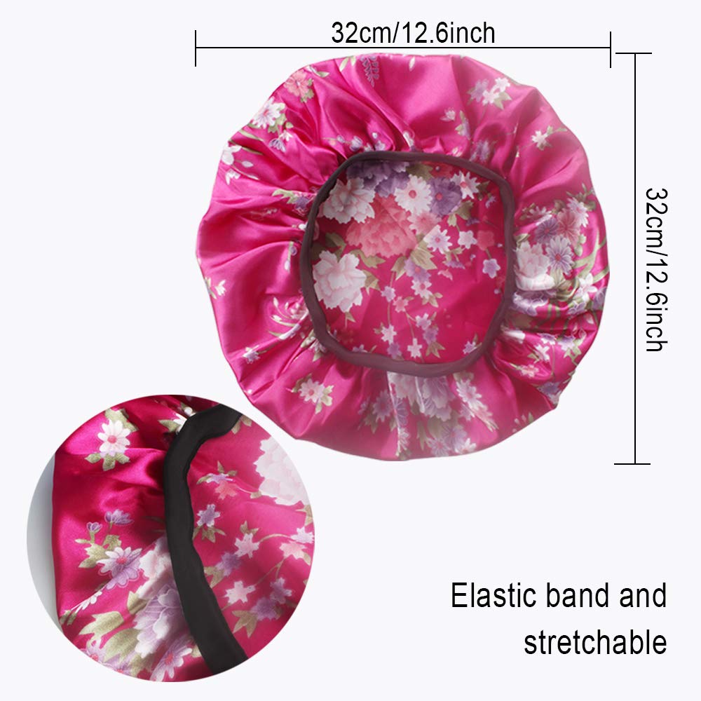 4 Pack Soft Satin Sleeping Cap Wide Band Salon Bonnet Silk Night Sleep Hat Hair Loss Cap for Women, 4 Styles