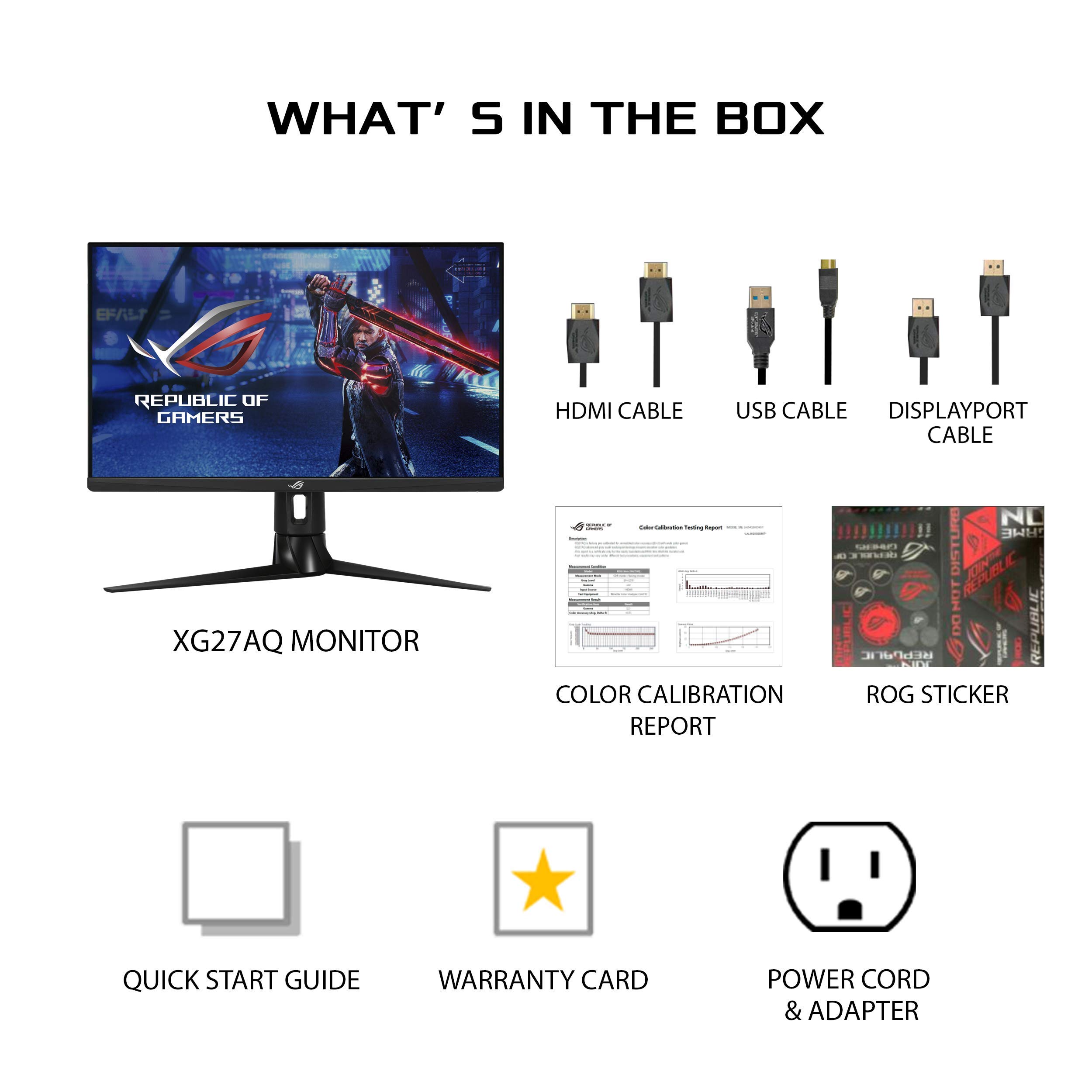 ASUS ROG Strix XG27AQ 27 inches HDR Gaming Monitor, 1440P WQHD (2560 x 1440) (Renewed)