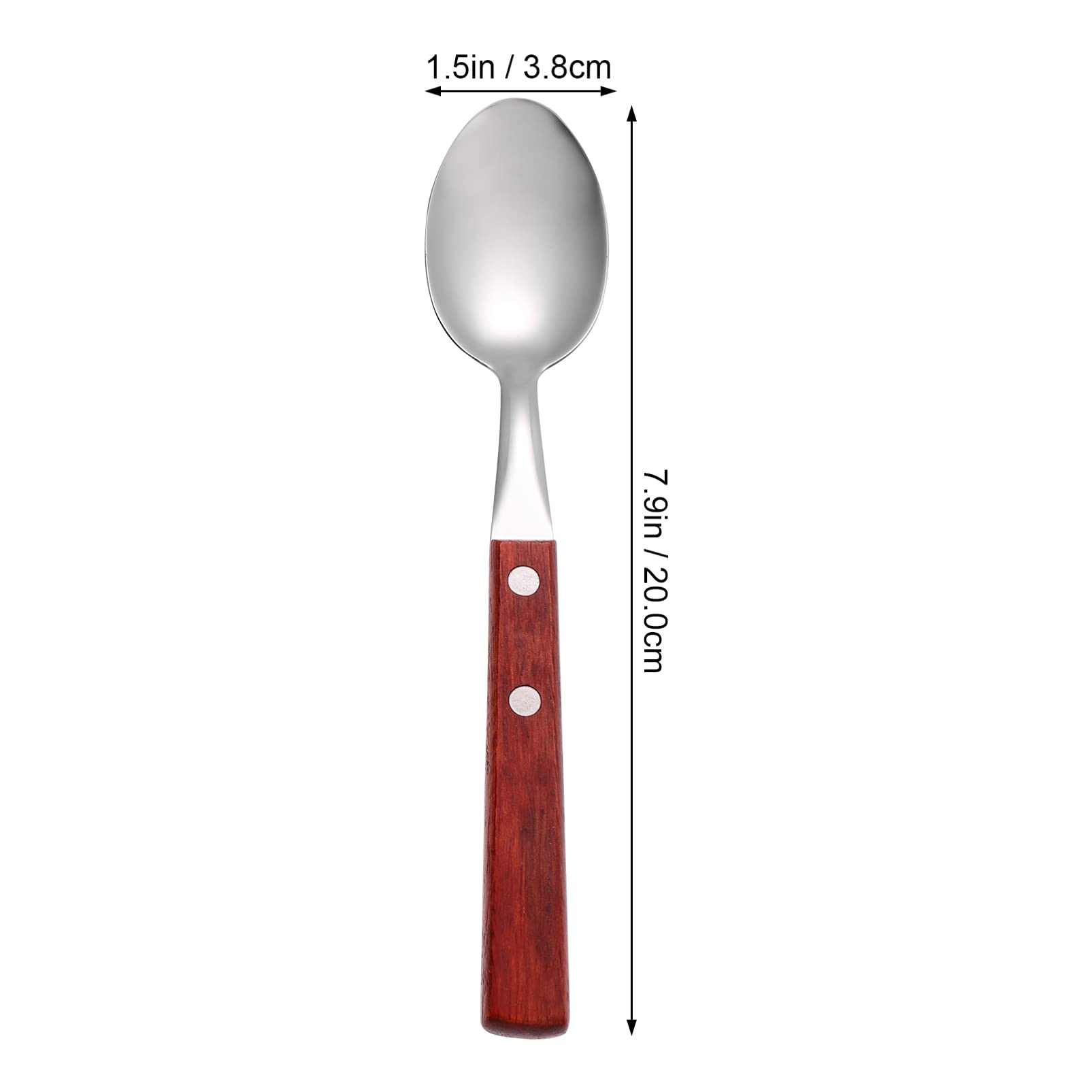 Hemoton 5pcs Stainless Steel Coffee Spoons Wood Handle Tea Spoons Dessert Ice Cream Cake Tasting Spoon Dinner Spoon for Home Kitchen Restaurant