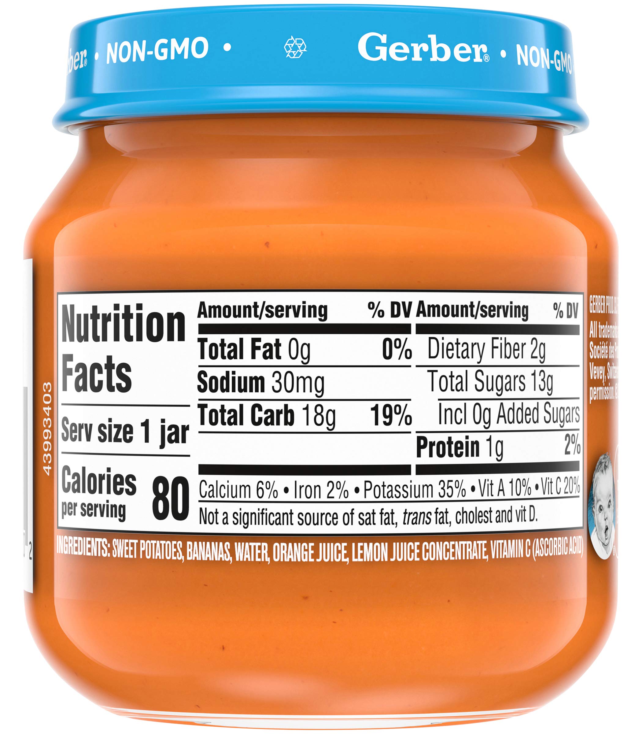Gerber Purees 2nd Foods Natural Sweet Potato Banana Orange, 4 Oz (Pack Of 10)