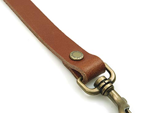 44" ~ 47.7" byhands Genuine Leather Adjustable Crossbody Bag Strap with Leather Tab, Tan (40-1150)