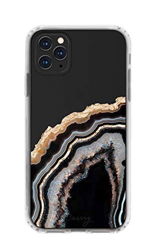 Casery iPhone Case Designed for The Apple iPhone 11 Pro, Black & Gold Agate (Exotic Marble)- Matte Finish - Military Grade Protection - Drop Tested - Protective Slim Clear Case