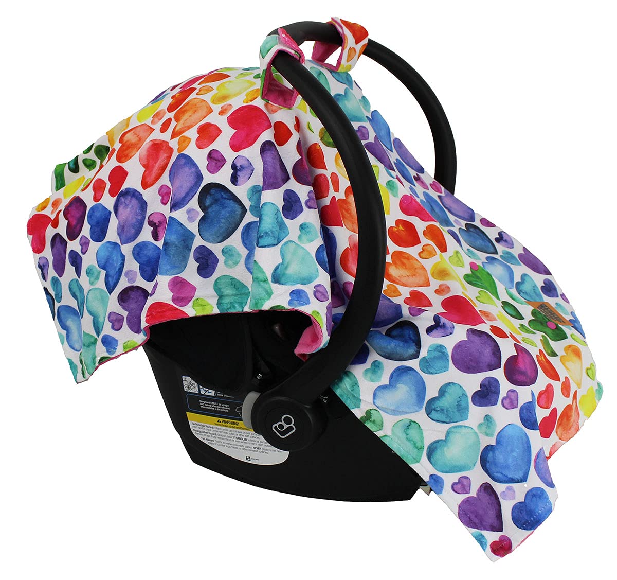 DEAR BABY GEAR Heart Deluxe Car Seat Canopy - Double Layer, Bright Colored Hearts, Hot Pink Smooth, Hot Pink, 40 x 30 Inches