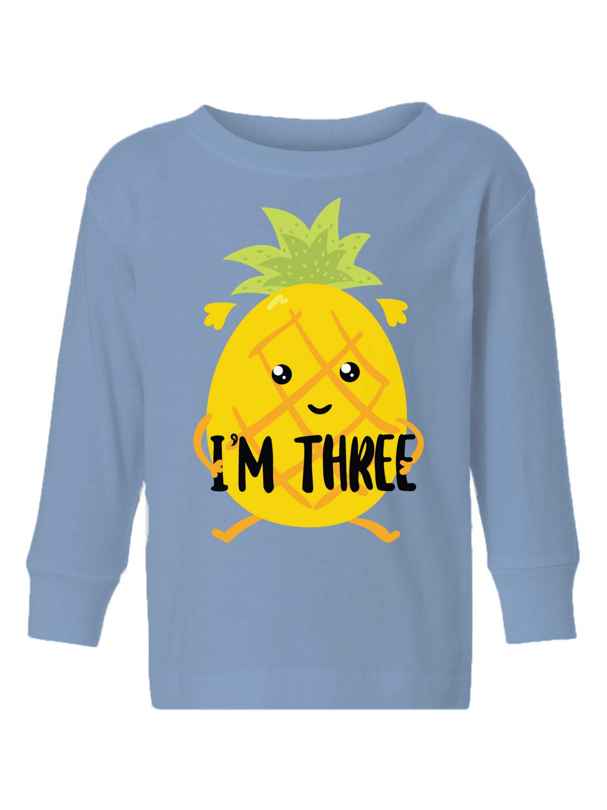 Awkward Styles Kids Birthday Outfits Pineapple Three Toddler Long Sleeve 3 Years Old Baby Shirt I'm Three for Children Lightblue 3T