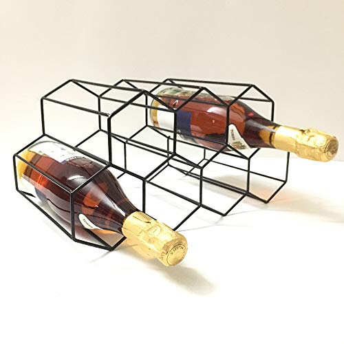 KirinRen Black Metal Wine Rack Freestanding, Tabletop Wine Rack Holder, Countertop Wine Bottle Holder (Black)