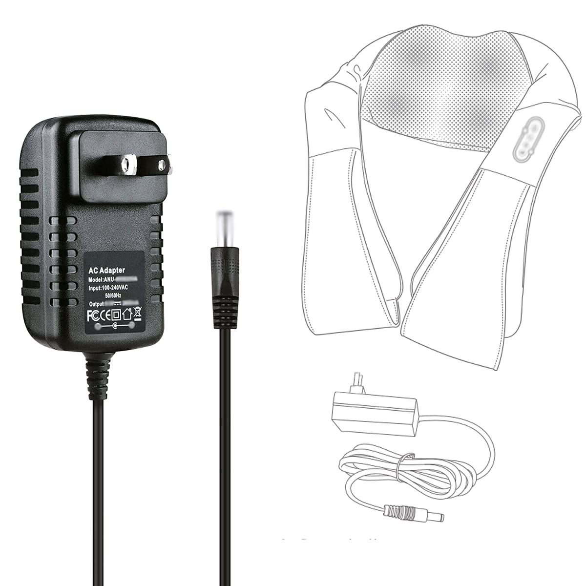 12V AC DC Power Supply Adapter Charger Compatible for Naipo Shiatsu Back and Neck Massager OCuddle C1 MGS 150DC Replacment Power Supply