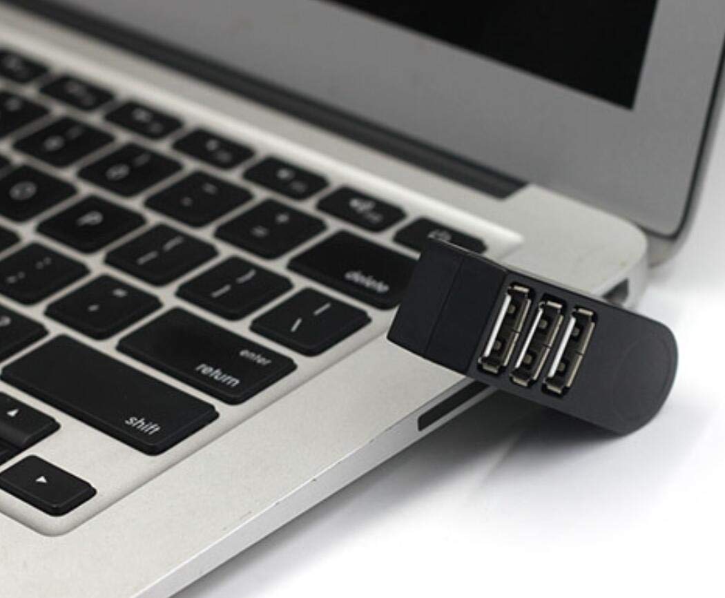 3 Ports USB 2.0 Rotatable HUB, USB to 3USB 2.0 Converter 90° 180° 270° Degree for PC Laptop Notebook Tablet (White)