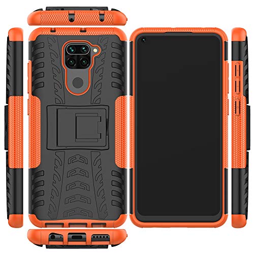 ISADENSER Phone Case for Redmi Note 9, Redmi Note 9 Cover Redmi Note 9 Slim Case Heavy Duty with Kickstand Dual Layer Drop Protection Shockproof Hard Phone Case for Redmi Note 9 Hyun Orange
