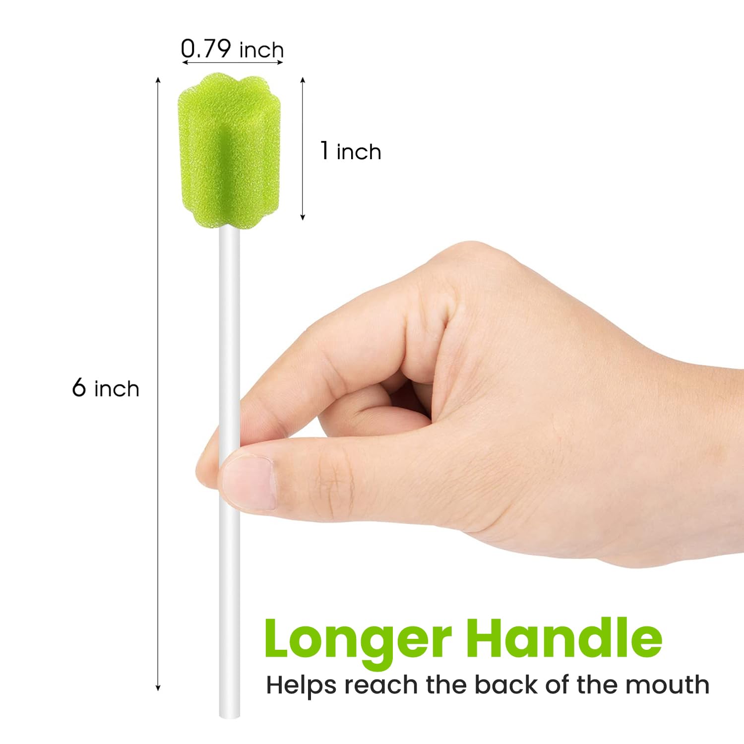 300 Pcs Oral Swabs- Unflavored & Sterile Disposable Mouth Swabs Sponge for Mouth Cleaning- Individually Wrapped (Green)