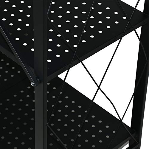 ATAAY Shelves Storage Unit, Sturdy Storage Rack with,for Kitchen Garage, Metal Foldable Heavy-Duty Trolley, No Components/Black 2
