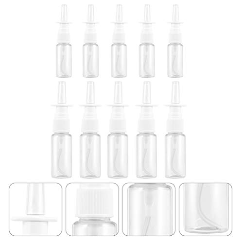 10Pcs Empty Nasal Spray Bottles Plastic Nasal Sprayer Refillable Clear Spray Bottles Containers Pot Fine Mist Sprayer Atomizers Transparent Makeup Cosmetics Essential Oils 10m and 20ml