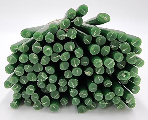 50 Natural Pure Beeswax Taper Candles 11 inch Tall Church Jerusalem Holy Land Decorative Thin Candle Home Decor (Green)