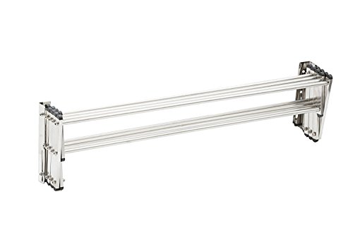 AERO W Racks Stainless Steel Wall Mounted Collapsible Laundry Clothes Drying Rack 60 Pound Capacity 22.5 Linear Ft
