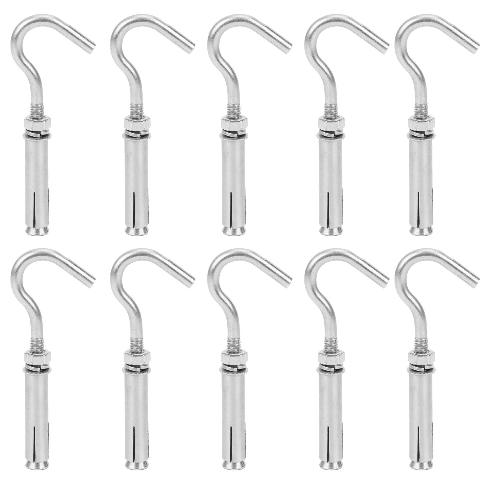 10pcs Expansion Screw Hook, 304 Stainless Steel Expansion Screws, Maximum Load Capacity 120 Kg, Suitable for Concrete, Solid Brick, Porous Brick