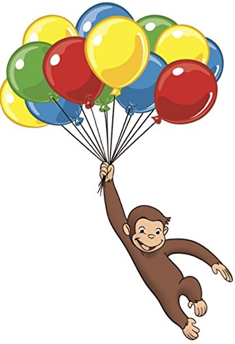 8 INCH Curious George Monkey Animal Removable Peel Self Stick Adhesive Vinyl Decorative Wall Decal Sticker Art Kids Room Home Decor Girl Boy Children Bedroom Nursery 5 x 8 inches Tall