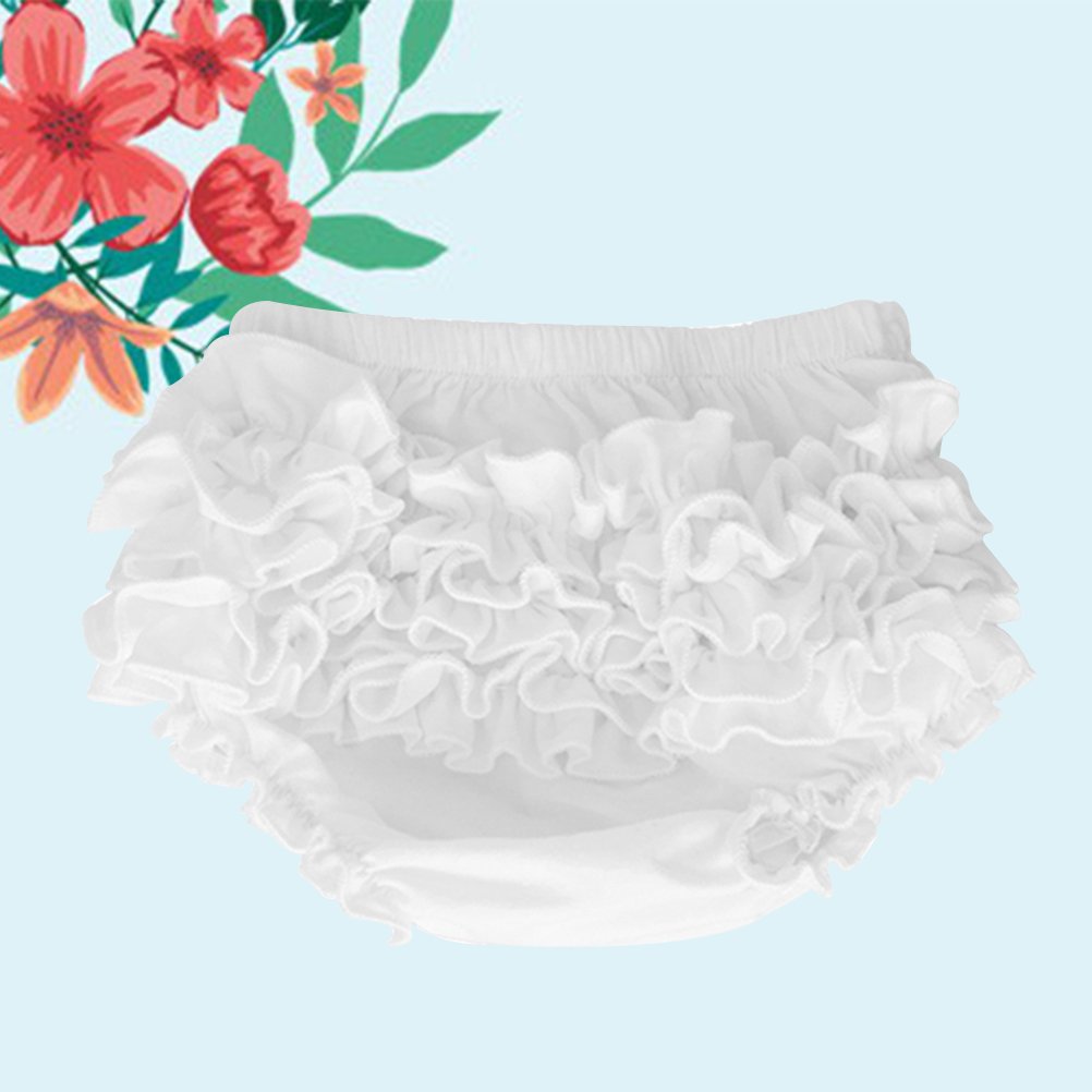 Baby Girl Ruffle Lace Pure Cotton Panties Diaper Cover for Halloween Christmas Party Size L(White)
