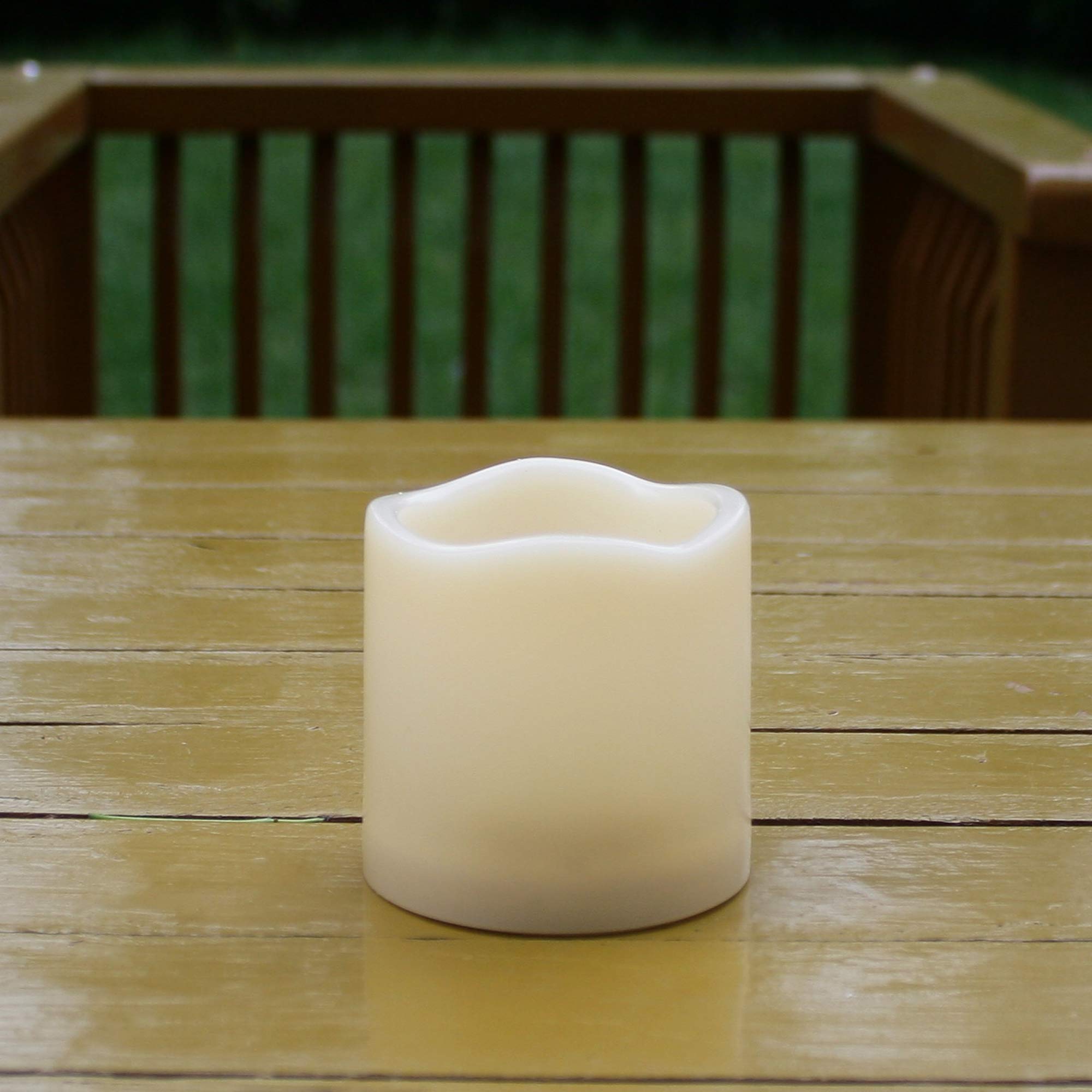 4 Pack LED Flameless Pillar Candles Waterproof Outdoor Battery Operated Candle Set with Cycling 24 Hours Timer Function for Lantern Home Garden Wedding Party Christmas Halloween Decoration 3x3 inches