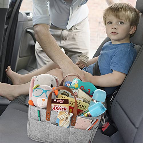 Baby Diaper Caddy Organizer - Baby Shower Basket Portable Nursery Storage Bin Car Storage Basket for Toys (Light gray)