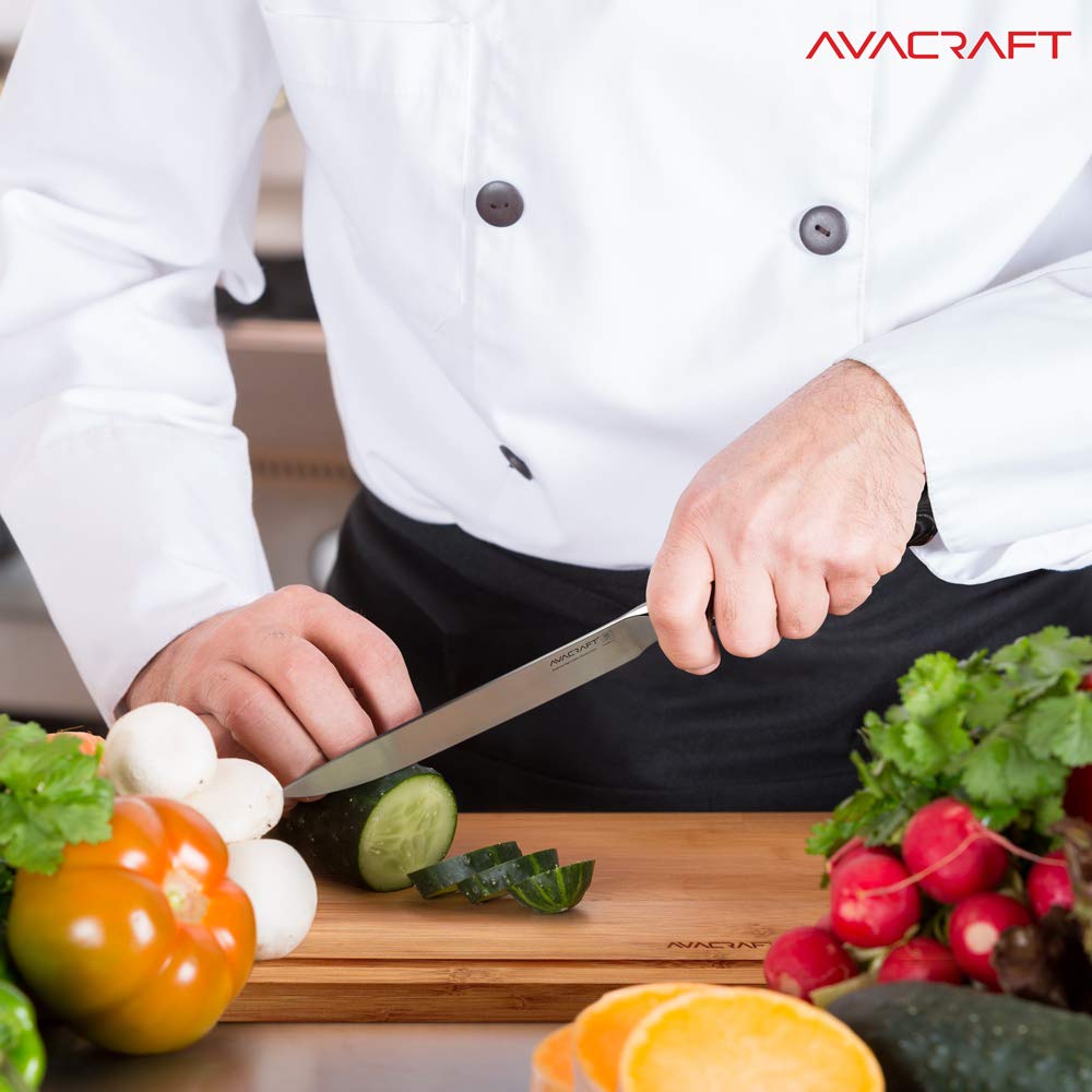 AVACRAFT Kitchen Utility Knife, High Carbon German 1.4116 Stainless Steel, Cutting Chopping Carving Knife, Ergonomic Wooden Handle, Razor Sharp, 5inch Knife with Custom Storage Case