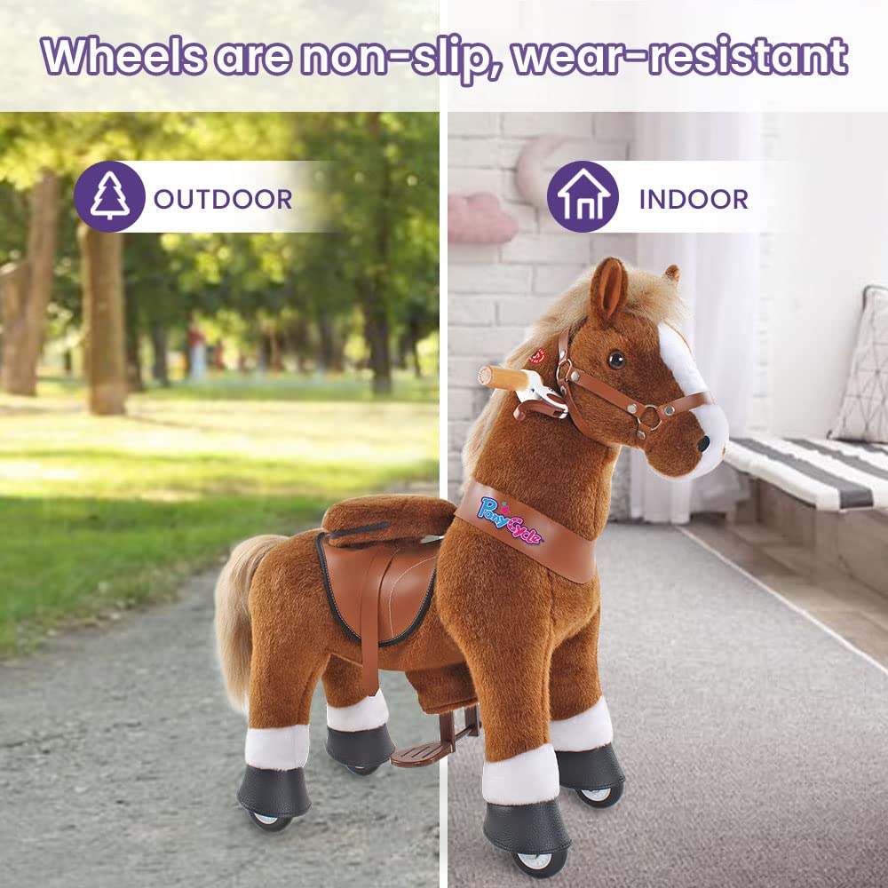 PonyCycle Ride on Horse Toy Plush Walking Animal Classic Model U Brown Horse Size 3 for Age 3-5 Ux324