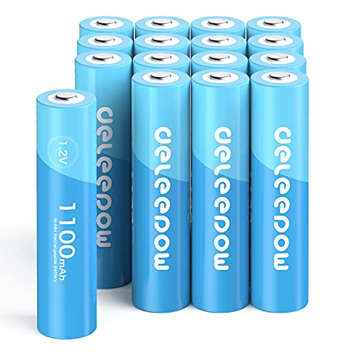 Deleepow AAA Batteries Rechargeable 1100mAh Nimh AAA Rechargeable Batteries 16-Pack 1200 Cycles 1.2V(Only Battery)