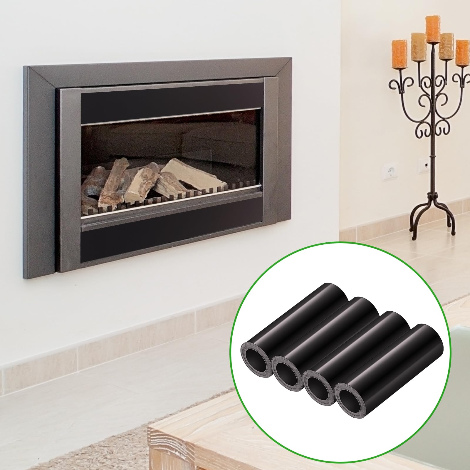 4 Pieces Magnetic Fireplace Draft Blocker Fireplace Vent Cover Blocker for Heat Loss Indoor Magnetic Draft Stopper for Inside Iron Frame Screen(36 x 4 Inch)