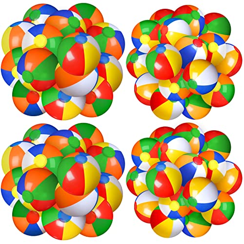 60 Pcs Beach Balls Bulk Rainbow Color Inflatable Beach Ball PVC Swimming Pool Balls Hawaiian Water Toys Summer Inflatable Ball for Kids Adults Luau Birthday Party Favors Decorations (5 Inch, 8 Inch)