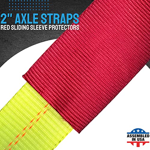 Mega Cargo Control 2 Pack Off-Road Axle Straps - 2" x 48" Black Motorcycle Tie Down Straps | Car Auto Hauler Tow Truck 4x4 ATV UTV - Assembled in USA